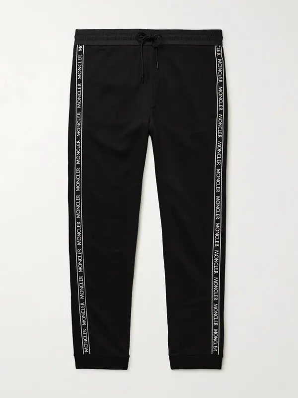 Moncler Logo-appliquéd Cotton-jersey Sweatpants - Black