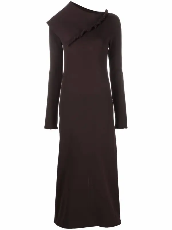 JIL SANDER Asymmetric Collar Maxi Dress