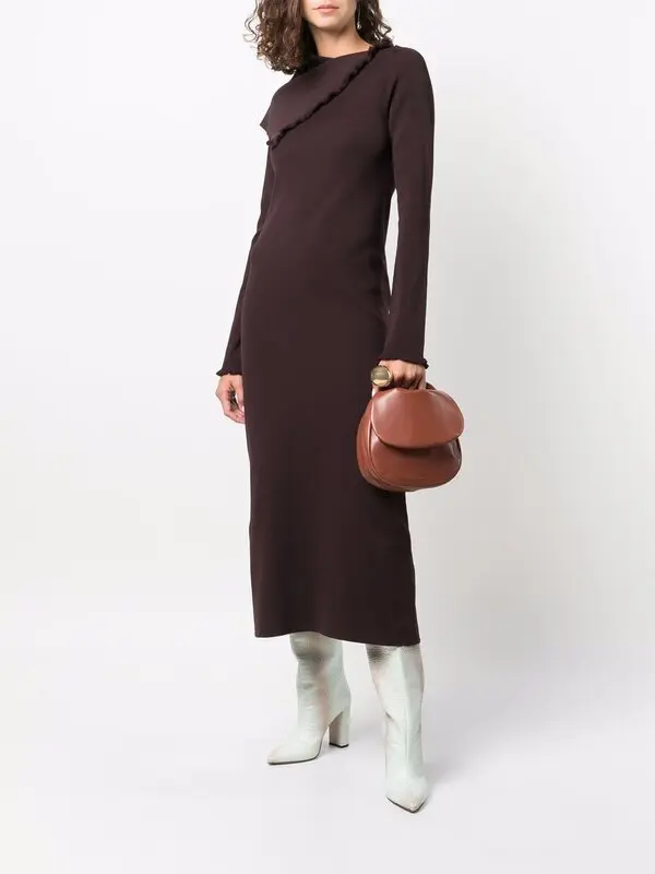 JIL SANDER Asymmetric Collar Maxi Dress