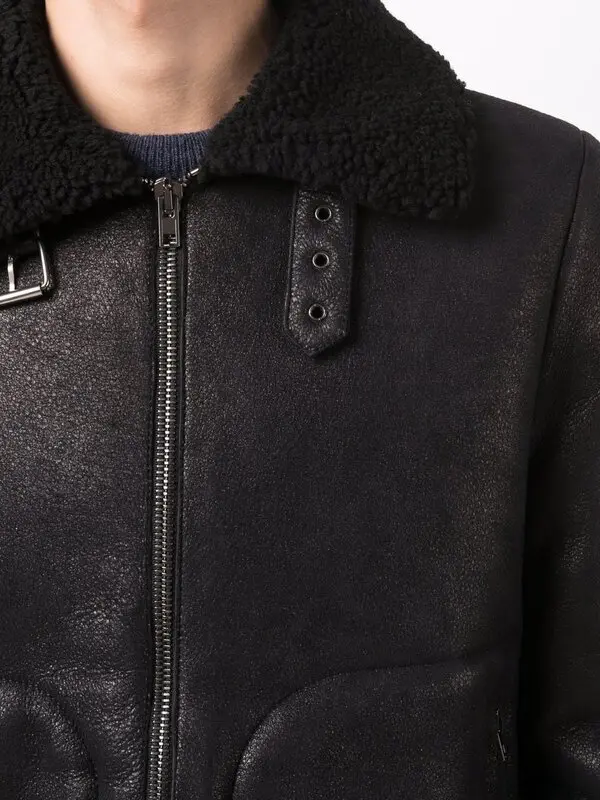 SALVATORE SANTORO Shearling-trim Leather Jacket