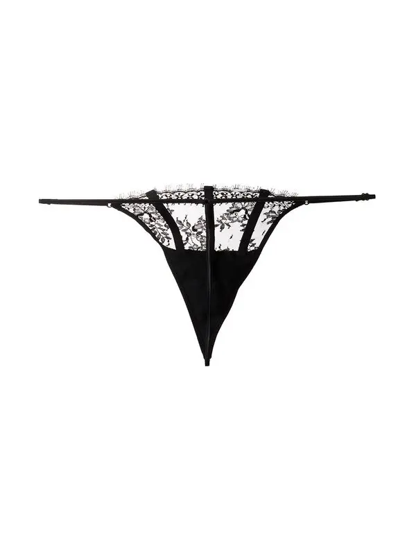 FLEUR DU MAL Frankie Lace Thong - Black