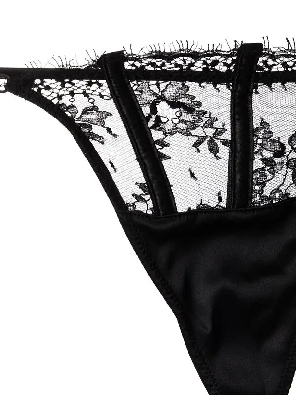 FLEUR DU MAL Frankie Lace Thong - Black