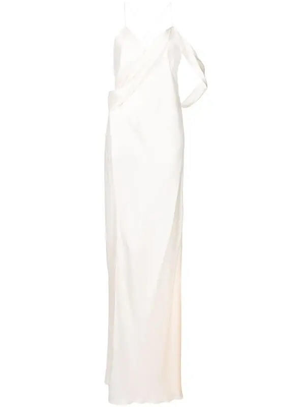 Michelle Mason Silk Wrap Gown - White