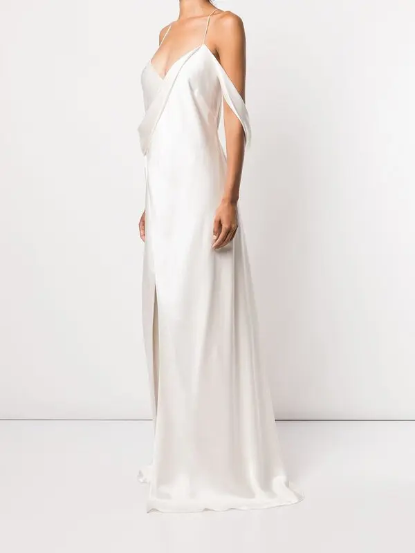 Michelle Mason Silk Wrap Gown - White