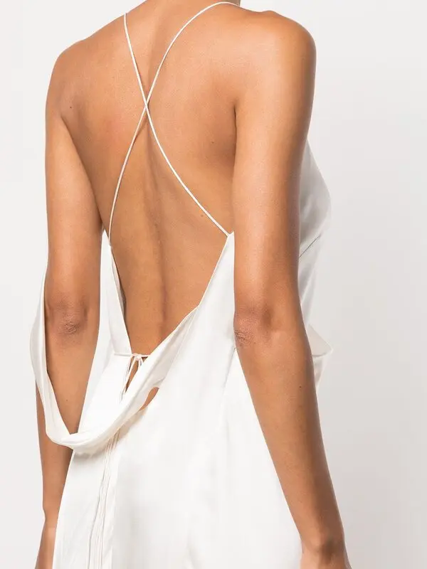 Michelle Mason Silk Wrap Gown - White