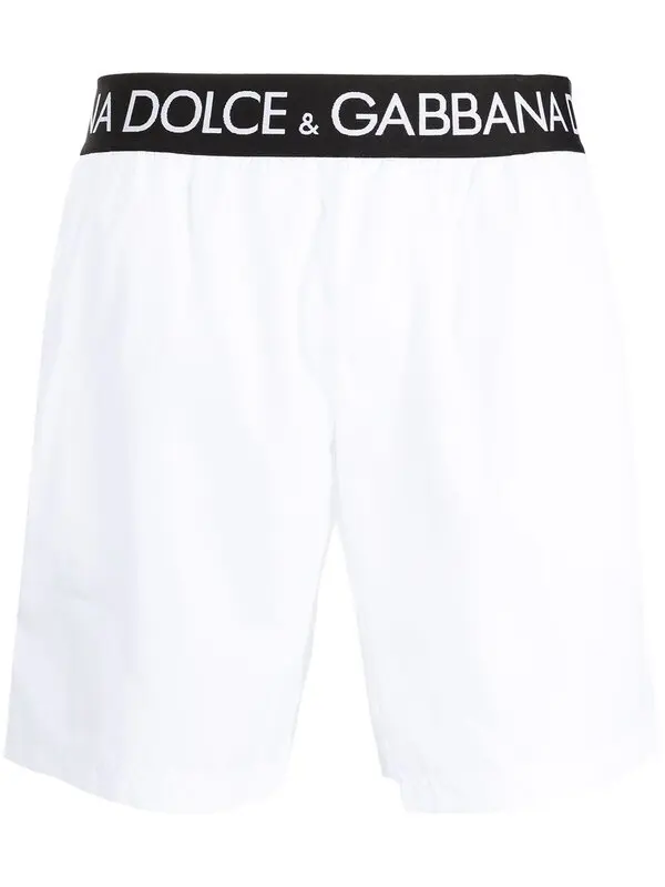 Dolce & Gabbana Logo-waistband Swim Shorts - White