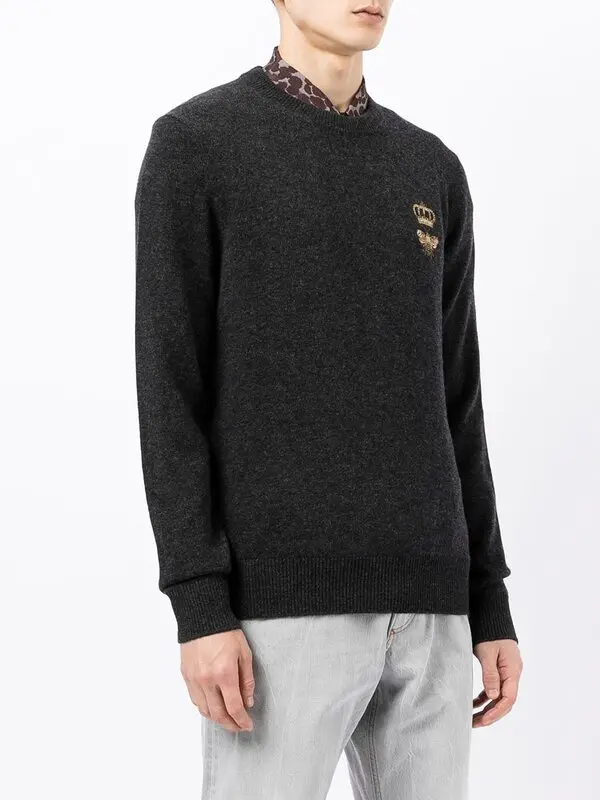 Dolce & Gabbana Fine-knit Embroidered Jumper - Grey
