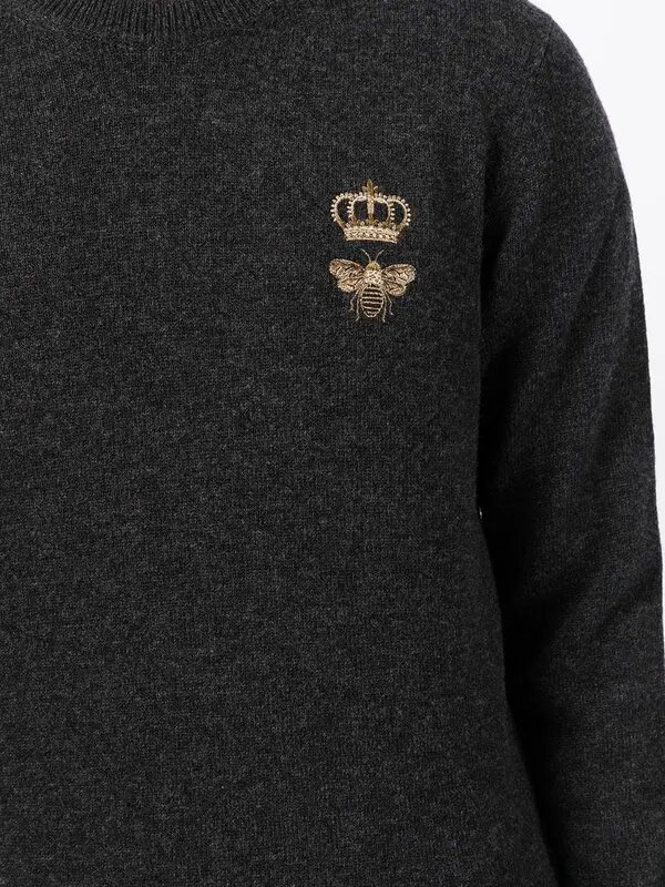 Dolce & Gabbana Fine-knit Embroidered Jumper - Grey