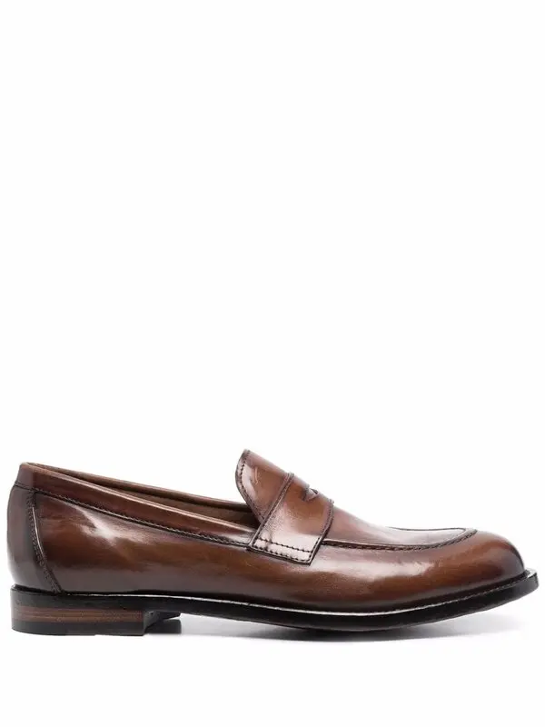 Officine Creative Round-toe Leather Loafers - Brown