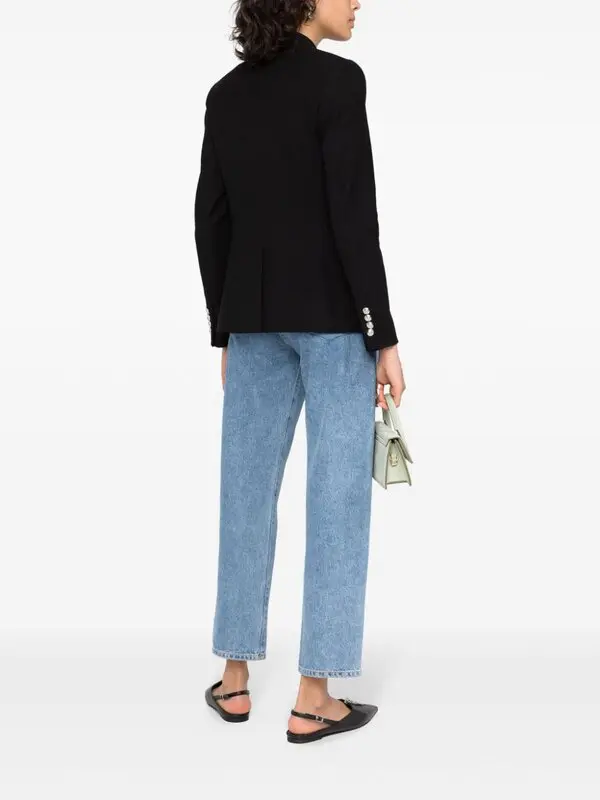 Ralph Lauren Embroidered-logo Single-breasted Blazer - Black
