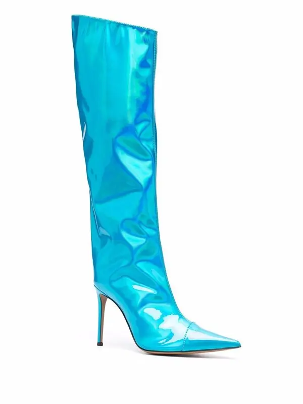 Alexandre Vauthier Metallic Pointed-toe Boots - Blue