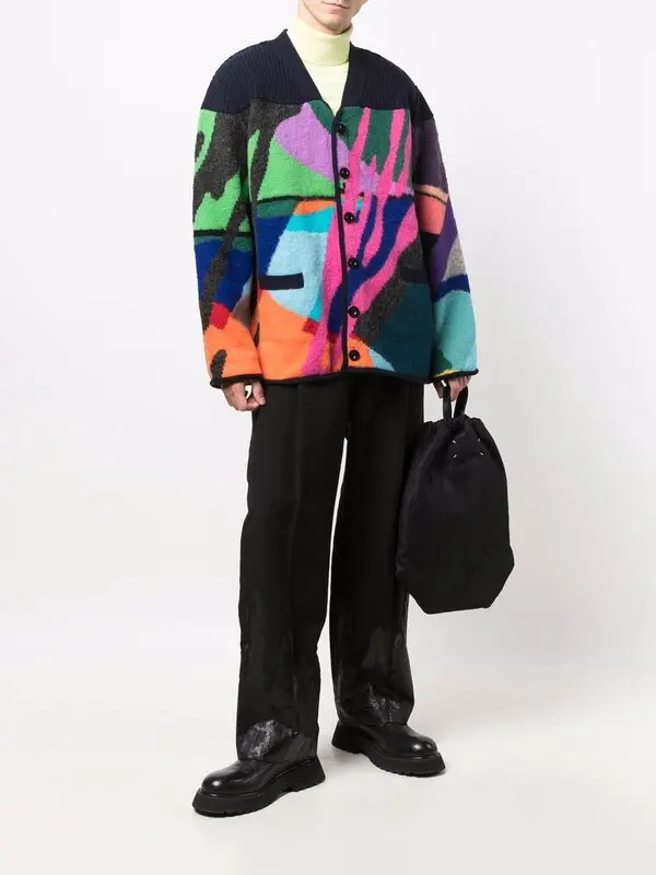 【SACAI】24SS Jacquard Knit Cardigan Sacai X Kaws Jacquard-Knit Cardigan - Blue | Editorialist