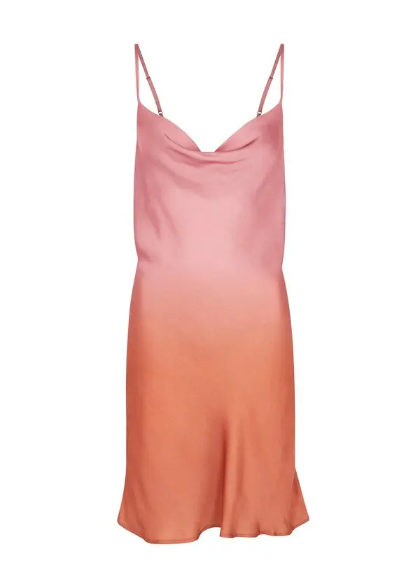 mango pink silk dress Victoria Beckham x Mango + Godets Dress with Decorative Stitching