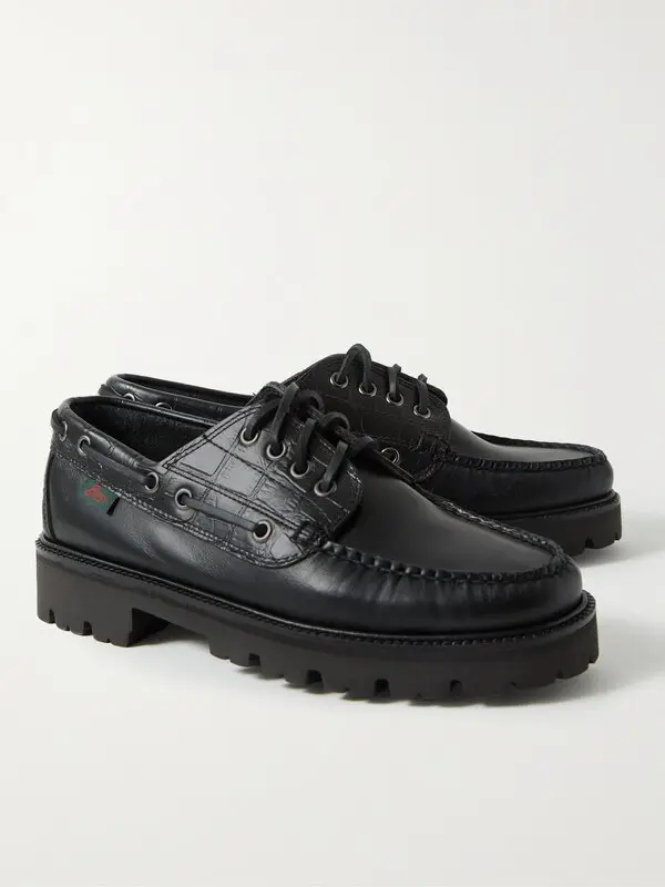 G.H. Bass & Co. Smooth And Croc-Effect Leather Boat Shoes Uk  display picture 3