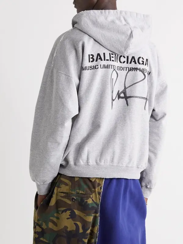 Balenciaga Rupaul Distressed Logo-Print Cotton-Jersey Zip-Up