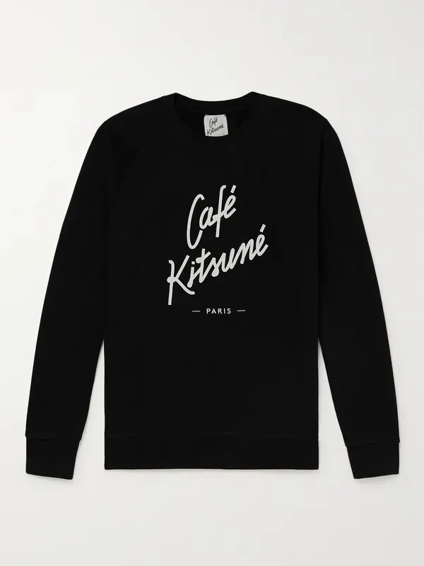 CAFÉ KITSUNÉ Logo-print Cotton-jersey Sweatshirt