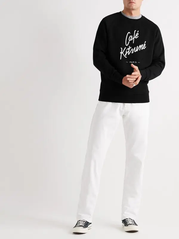 CAFÉ KITSUNÉ Logo-print Cotton-jersey Sweatshirt