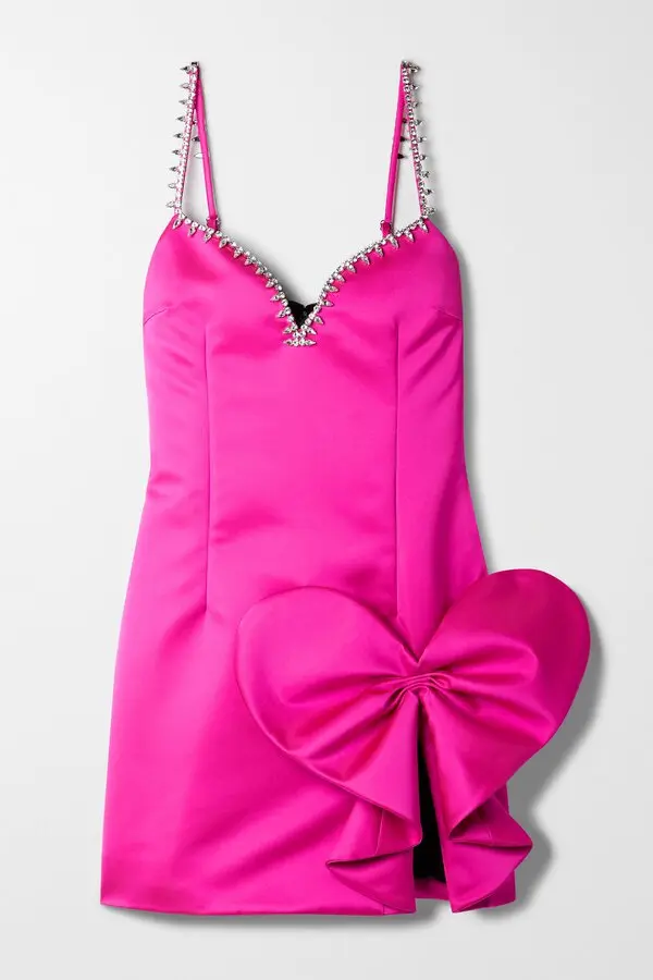 area embellished sweetheart satin mini dress Area Sweetheart Crystal-Embellished Duchesse-Satin Mini Dress In Pink - 50%  Off