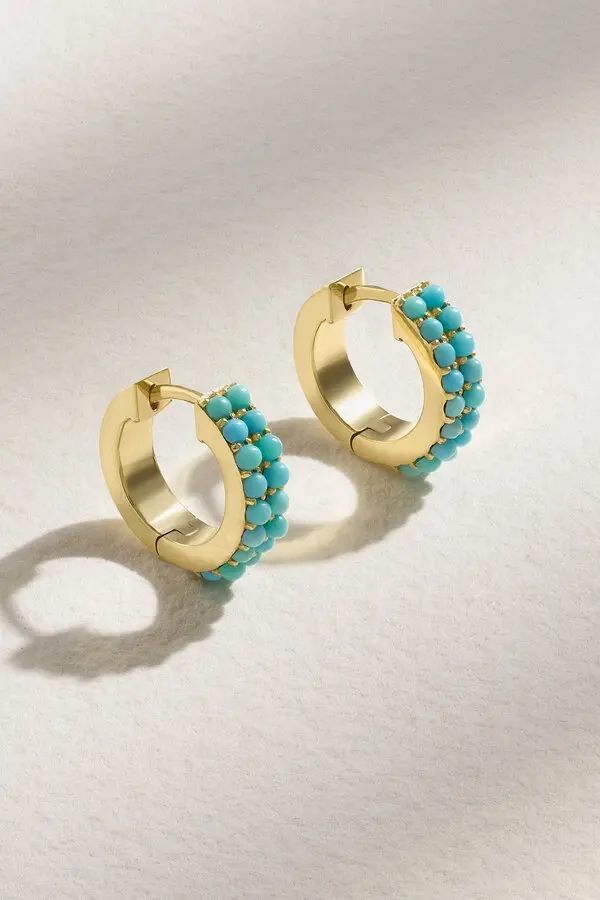 JENNIFER MEYER 18-karat Turquoise Hoop Earrings - Gold