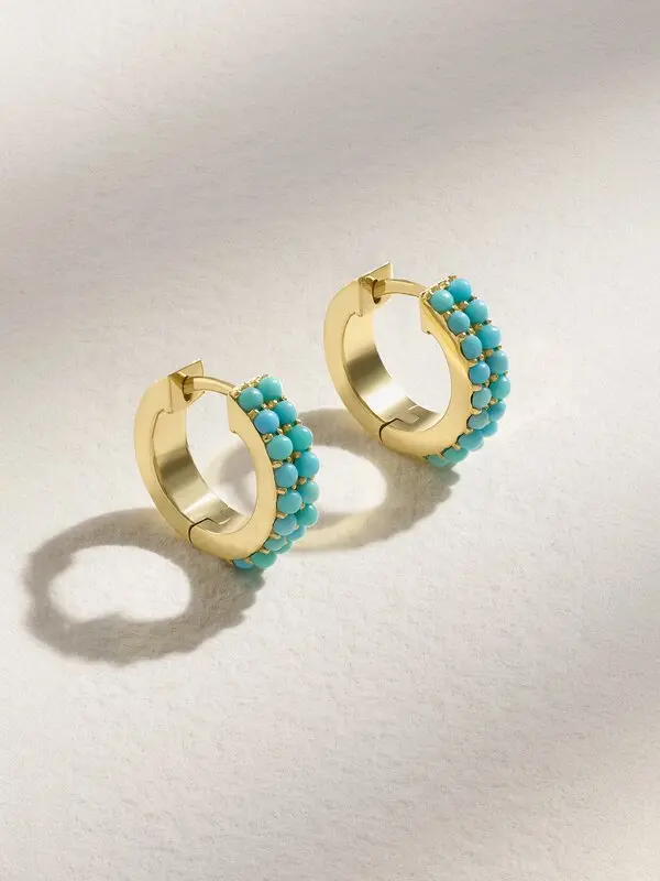 JENNIFER MEYER 18-karat Turquoise Hoop Earrings - Gold