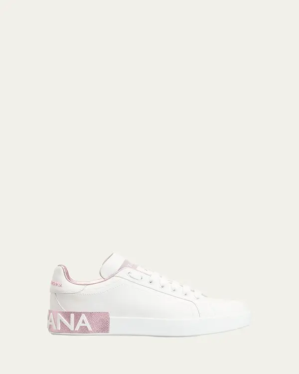 Dolce & Gabbana Portofino Bicolor Logo Low-top Sneakers - White/pink