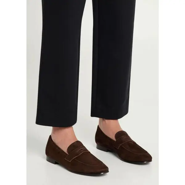 BOUGEOTTE Coffee Suede Flat Loafers - Brown Cof