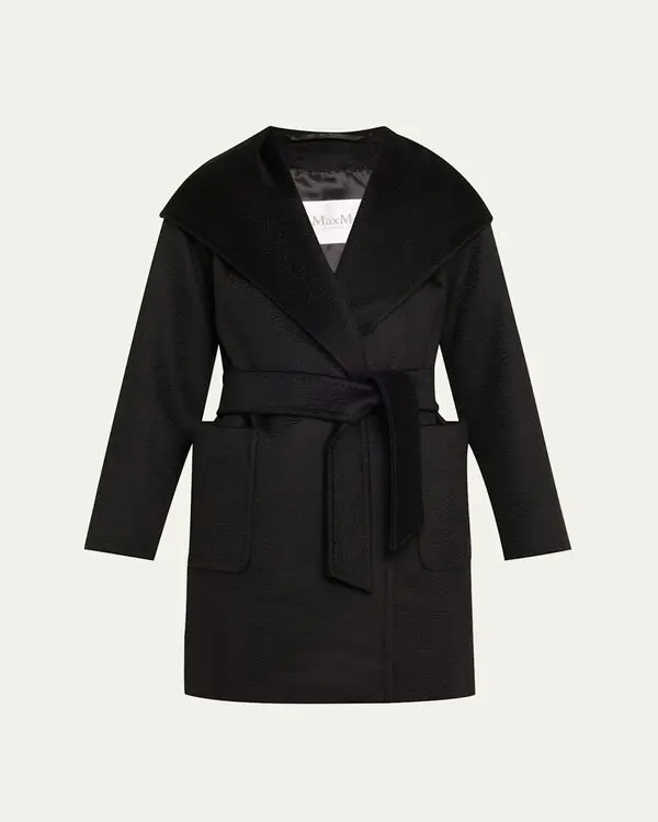 Max Mara Rialto Hair Belted Coat - Black