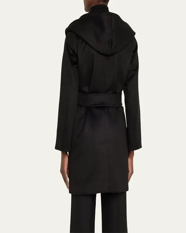 Max Mara Rialto Hair Belted Coat - Black