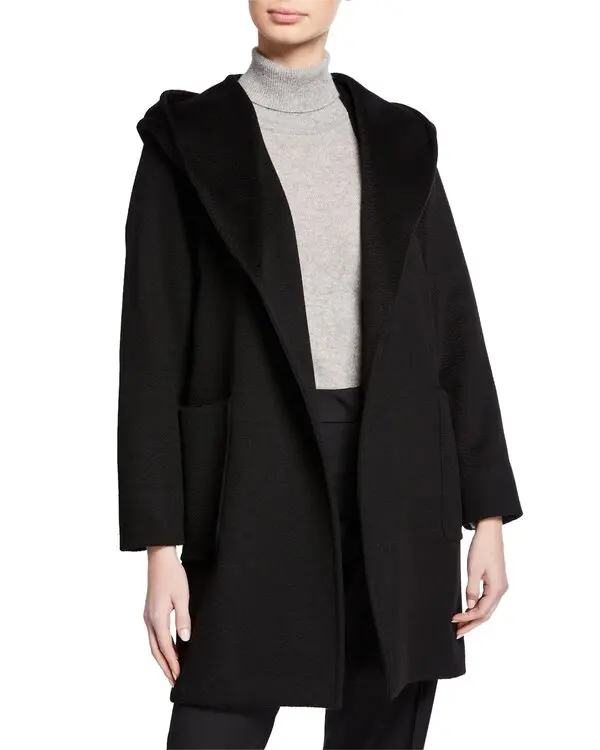 Max Mara Rialto Hair Belted Coat - Black