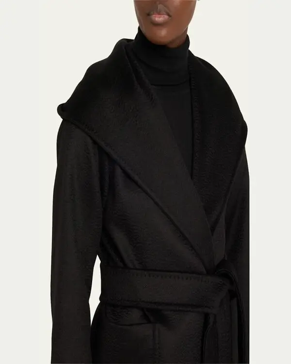 Max Mara Rialto Hair Belted Coat - Black