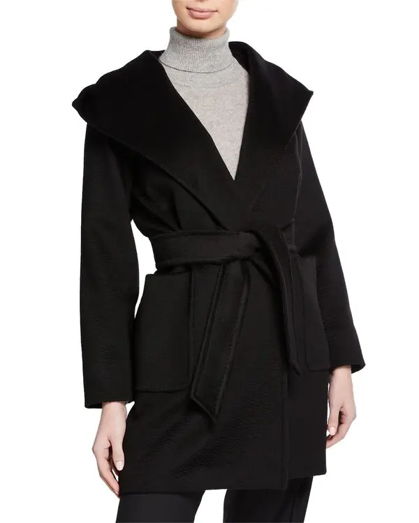 Max Mara Rialto Hair Belted Coat - Black