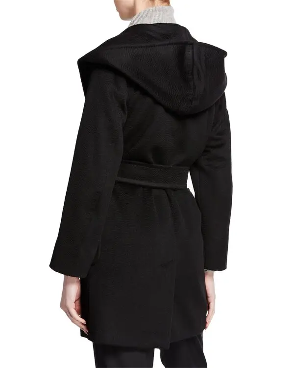 Max Mara Rialto Hair Belted Coat - Black