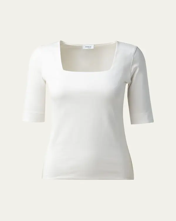 Akris Cotton Square-neck Tee - Off White