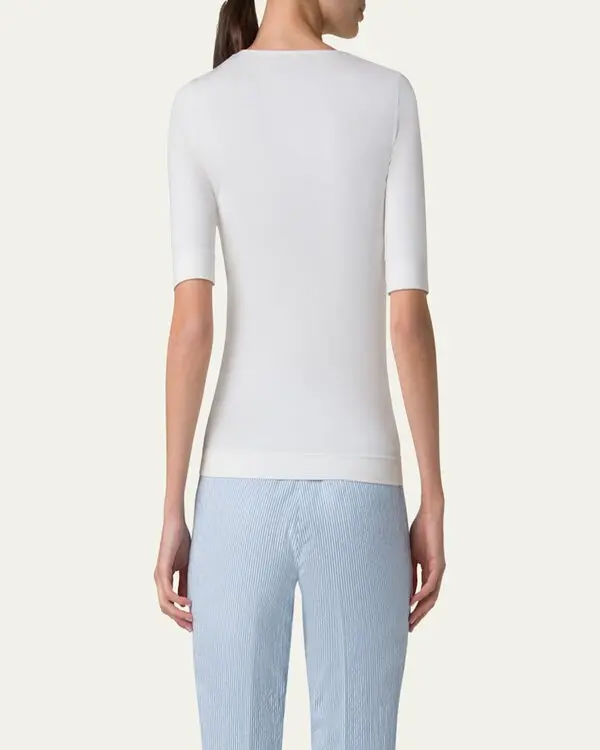 Akris Cotton Square-neck Tee - Off White