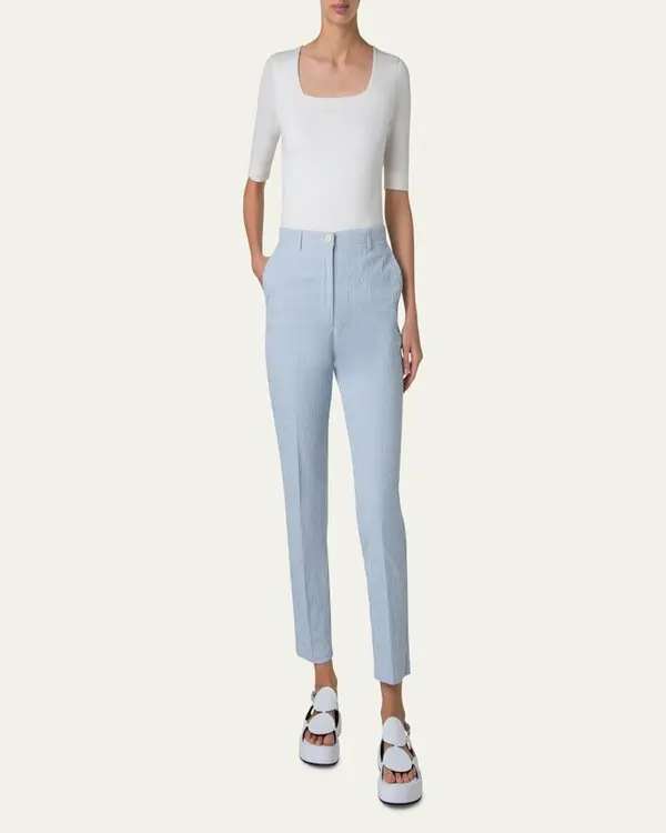 Akris Cotton Square-neck Tee - Off White