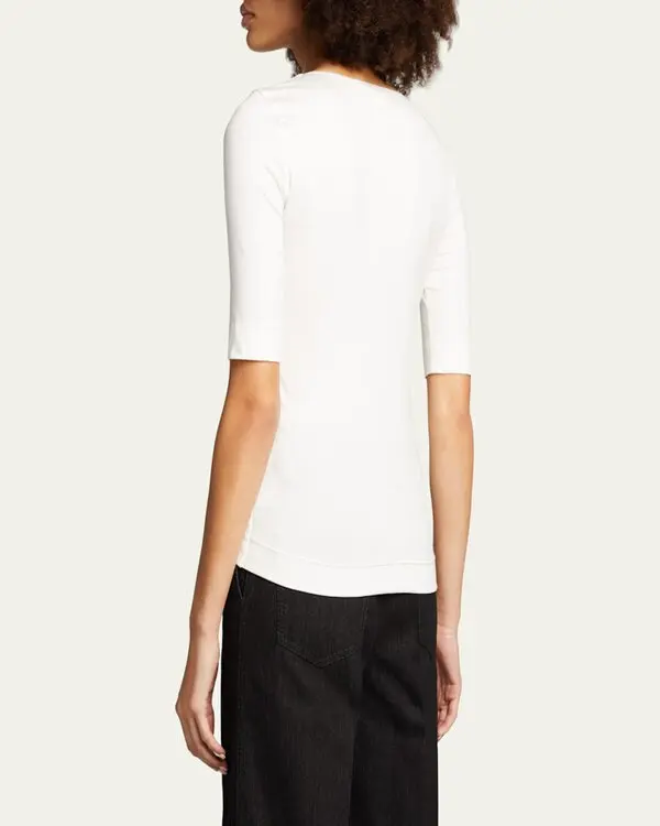 Akris Cotton Square-neck Tee - Off White