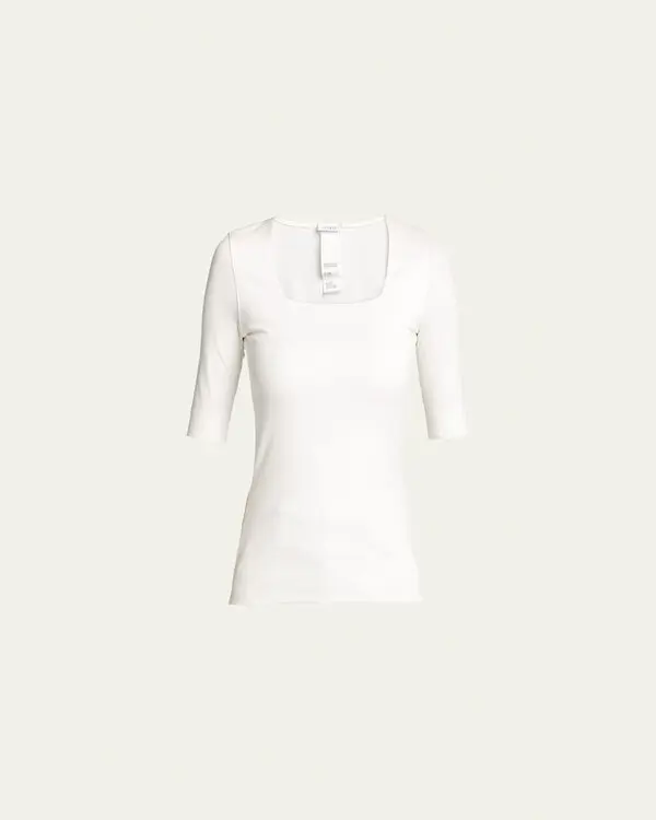 Akris Cotton Square-neck Tee - Off White