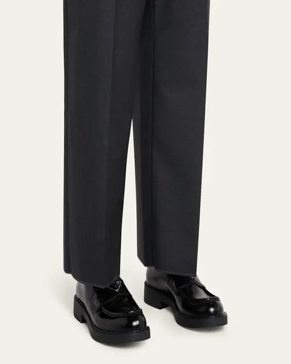 Prada Triangle Logo Leather Loafers