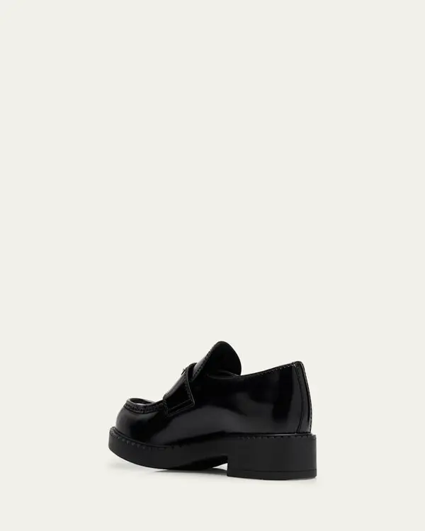 Prada Triangle Logo Leather Loafers