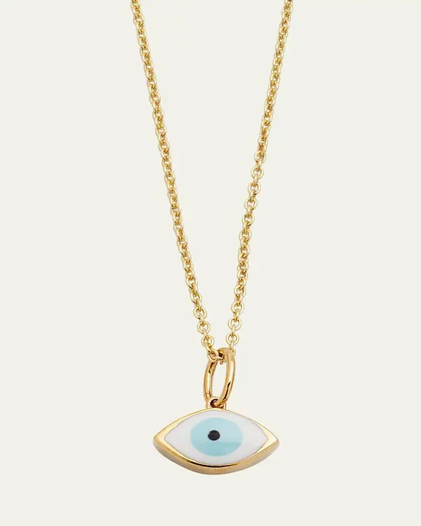 SYDNEY EVAN Medium Enamel Evil Eye Necklace - Gold