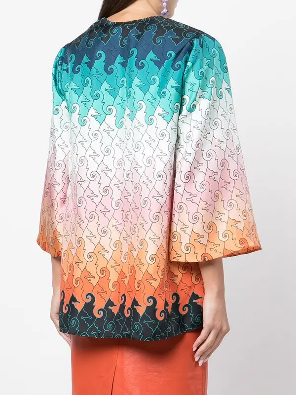 MARY KATRANTZOU Pathos Geometric-print Silk Blouse