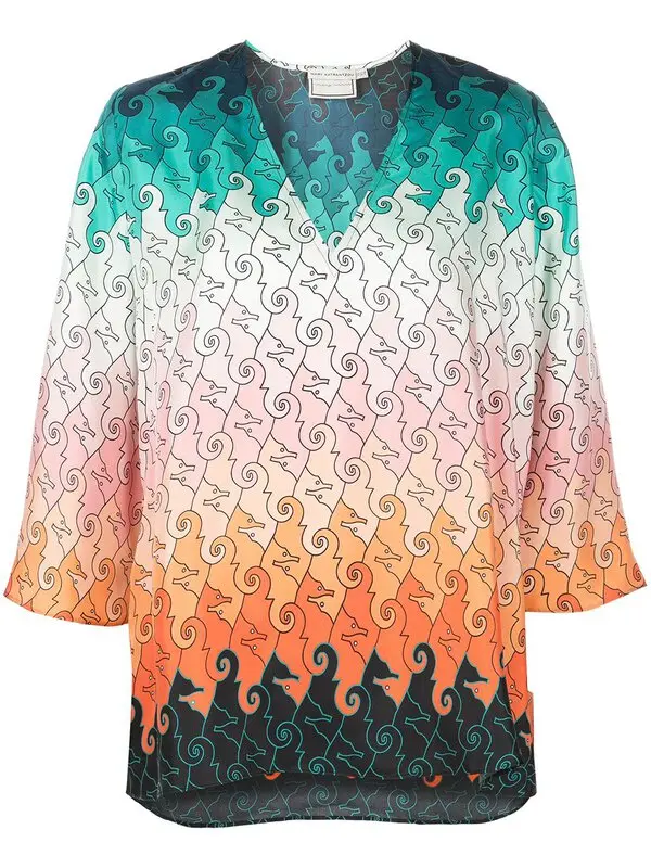 MARY KATRANTZOU Pathos Geometric-print Silk Blouse