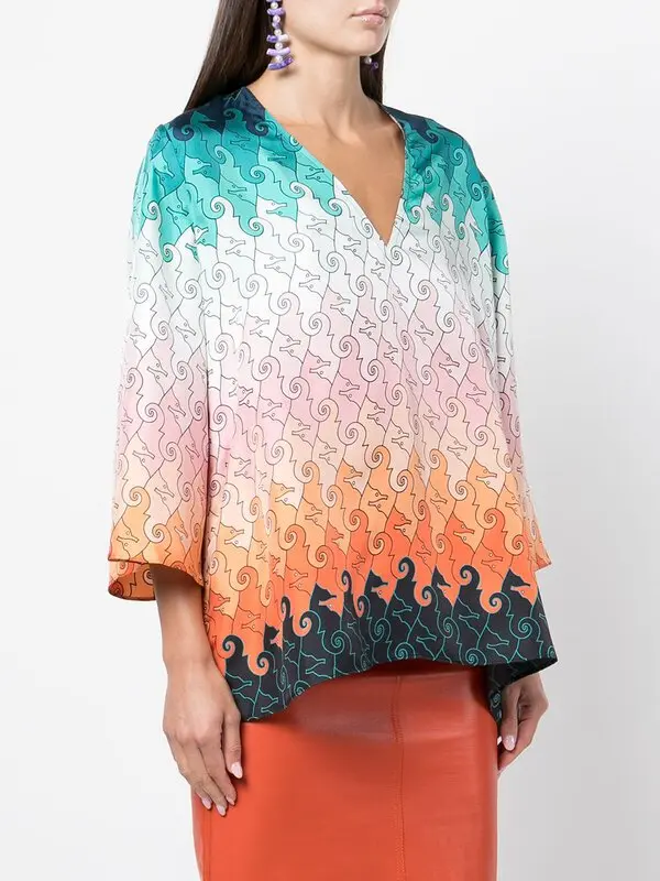 MARY KATRANTZOU Pathos Geometric-print Silk Blouse