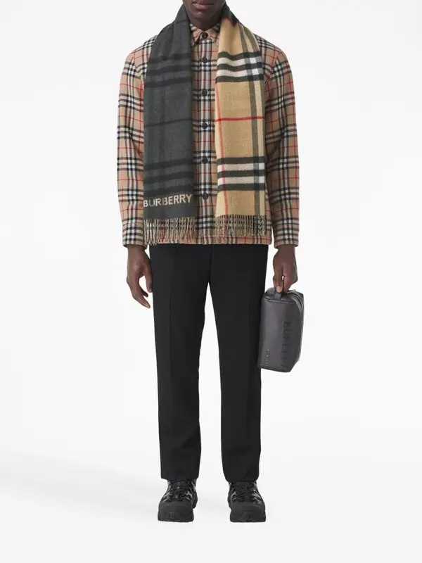 Burberry Contrast-check Cashmere Scarf - Neutrals