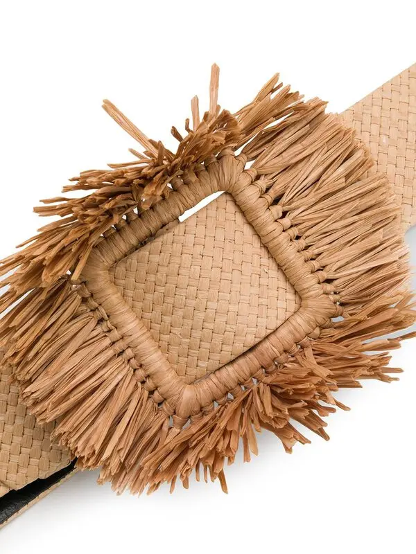 Oscar De La Renta Woven Fringe Trim Belt - Neutrals  display picture 2