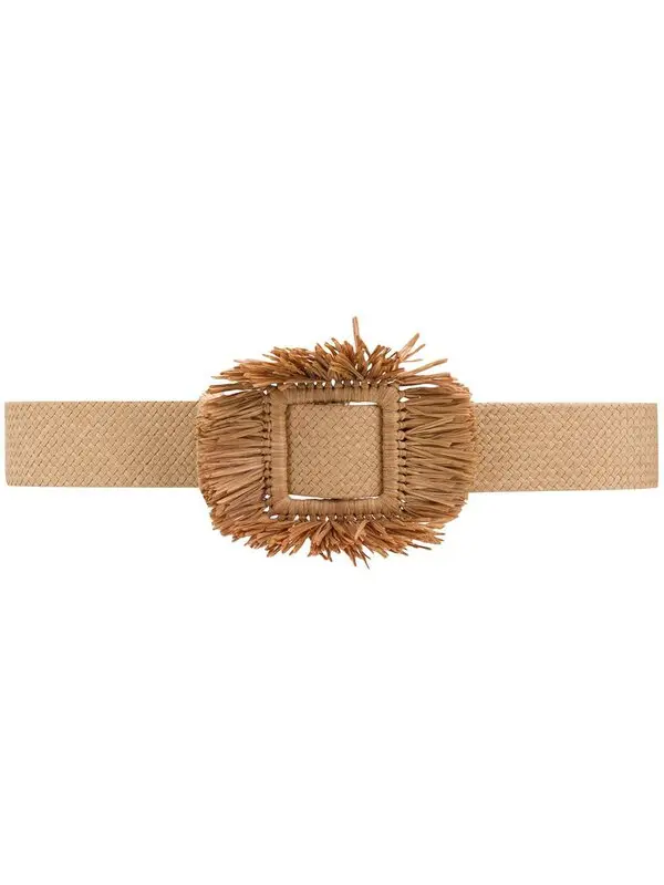 Oscar De La Renta Woven Fringe Trim Belt - Neutrals  display picture 3