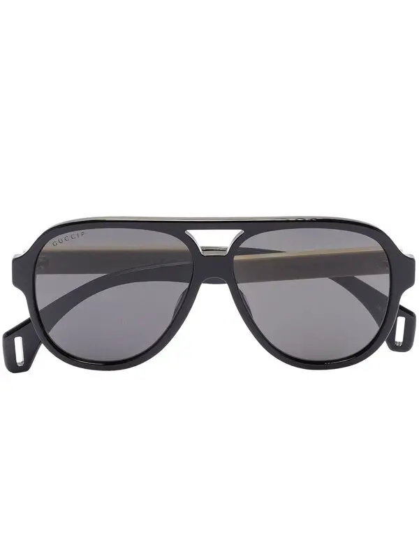 Gucci Double-bridge Pilot Sunglasses - Black