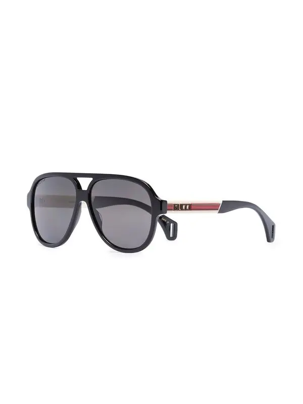 Gucci Double-bridge Pilot Sunglasses - Black