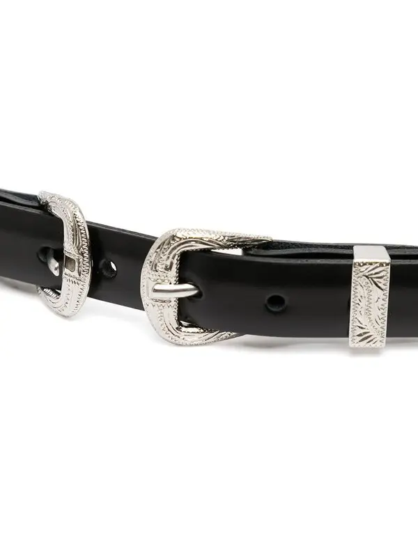 極美品　TOGA PULLA DOUBLE BCKL BELT BLACK Toga Double Buckle Thin Belt - Black | Editorialist