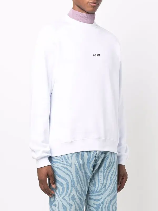 MSGM Logo-print Cotton Sweatshirt - White
